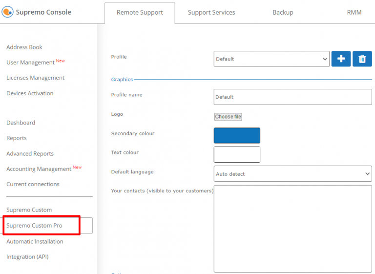 Customise Supremo with advanced features (Custom Pro)