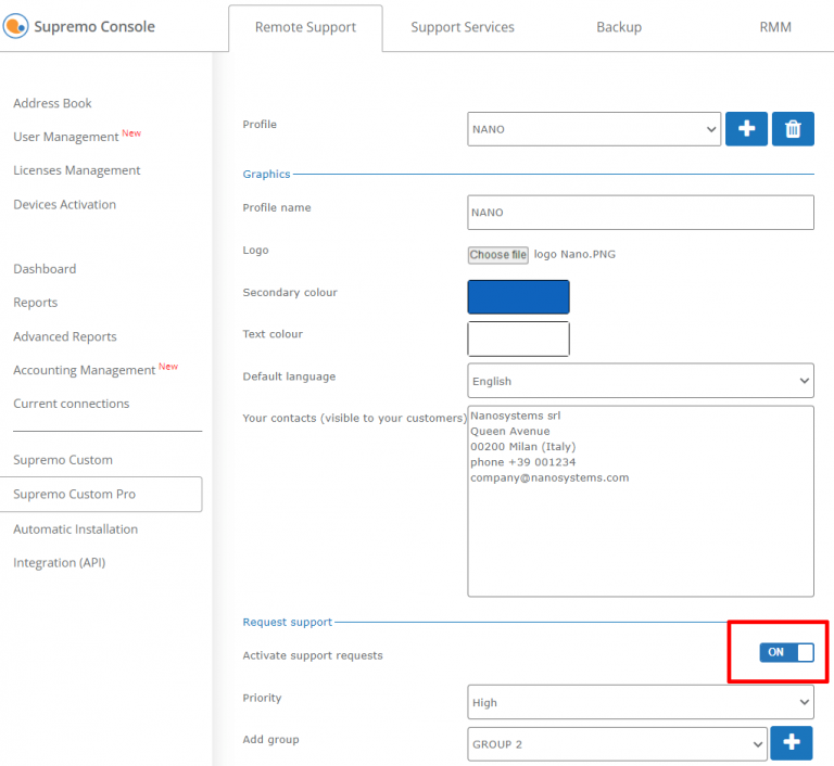 Customise Supremo with advanced features (Custom Pro)