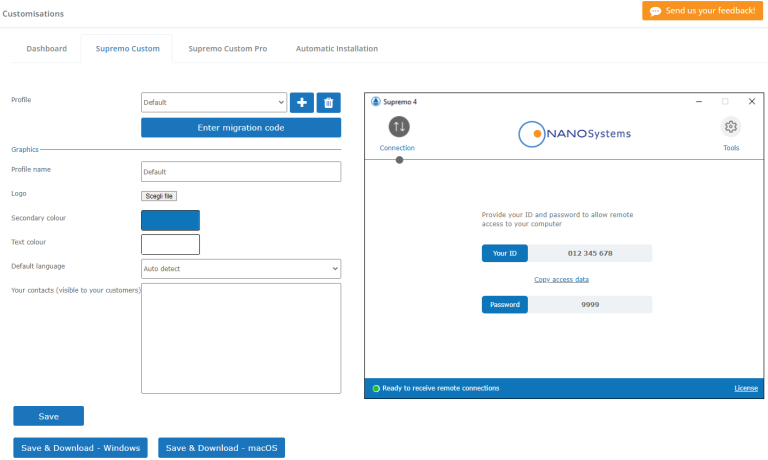 Supremo with a customized logo - Supremo Control